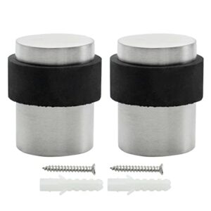 sanato nickel cylindrical floor mounted stainless steel 304 door stop door stopper with black rubber, 2 pack