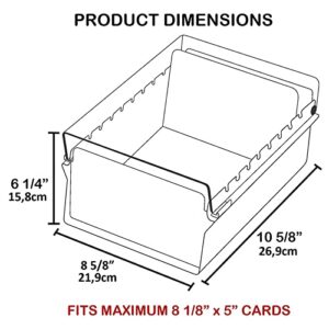 Acrimet 5 X 8 Card File Holder Organizer Metal Base Heavy Duty (AZ Index Cards and Divider Included) (Purple Color with Clear Crystal Plastic Lid Cover)