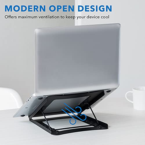 Laptop Stand for Desk Adjustable Height - Black Solid Steel Laptop Riser | 5 Adjustable Heights | Properly Positions Head, Neck, Back and Wrists to Reduce Aches while Working | No Assembly Required