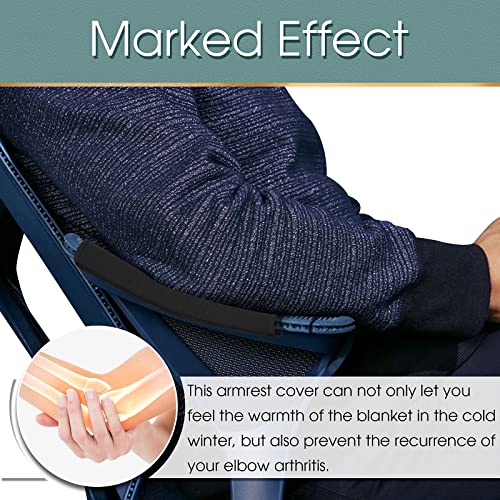 Joywell Linen Office Chair Armrest Pads, Adjustable Comfy Ergonomic Chair Arm Rest Covers, Removable Elbows Support and Forearms Pressure Relief, Set of 2, Black