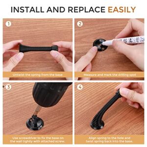 60 Pcs Spring Door Stopper with Rustproof Screw Rubber Bumper Tips, 3" Flexible Heavy Duty Spring Wall Door Stop Low Mounted Door Bumper for Home Spring Door Stoppers for Bottom of Door (Black)