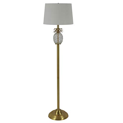 Décor Therapy PL4335 Dalila Floor Lamp, Polished Brass, Clear Glass