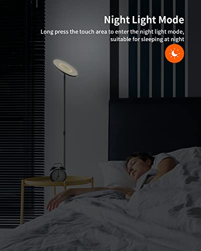 OYU LED Floor Lamp, LED Torchiere Floor Lamp, Lamp That Lights Up Whole Room, Bright Floor Lamp 30W/2500LM, 3000K-6500K with Night Light Mode & Touch Control, LED Floor Lamps for Living Room, Bedroom