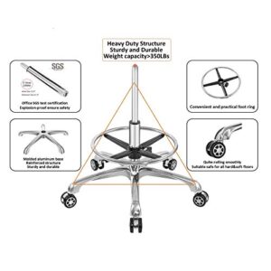 Nazalus Rolling Stool Task Chair Drafting Adjustable with Wheels and Backrest Heavy Duty for Office Kitchen Medical Dentist Shop Lab and Home(with Footrest)