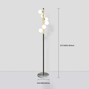 Hsyile Lighting KU300205 White Glass Shade and Marble Base Elegant Modern Creative Floor Lamp for Living Room,Bedroom,Office,6 Lights