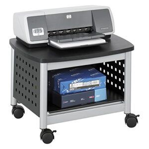 safco products scoot underdesk printer stand 1855bl, black, powder coat finish, swivel wheels for mobility