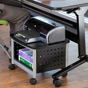 Safco Products Scoot Underdesk Printer Stand 1855BL, Black, Powder Coat Finish, Swivel Wheels for Mobility