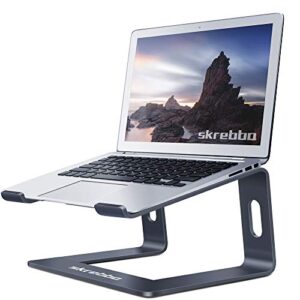 skrebba laptop stand, portable ergonomic computer lifter laptop desktop stand, detachable cooling notebook macbook air pro riser holder stand for dell, hp, lenovo, samsung more 10-15.6 inch laptops