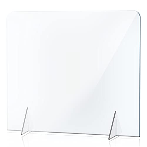 NO Cutout Sneeze Guard Panel for Counter and Desk, Portable Clear Acrylic Shield No Opening, Protective Plexiglass Shield Without Opening for Office, School, and Retail Store