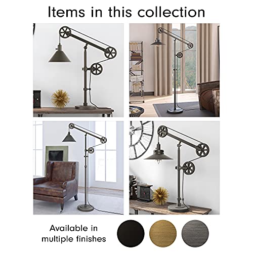 Henn&Hart Pulley System Floor Lamp with Metal Shade in Antique Brass/Antique Brass, Floor Lamp for Home Office, Bedroom, Living Room