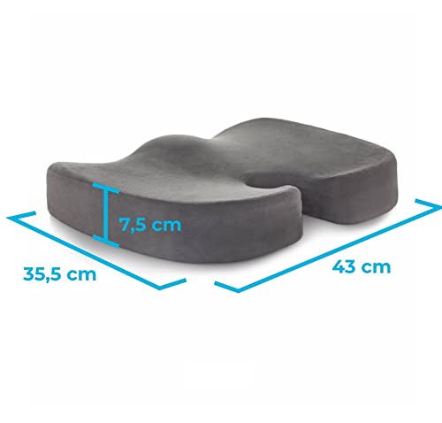 Linenspa Orthopedic Gel Foam Seat Cushion - Tailbone/Coccyx Comfort - Support for All-Day Sitting and Back Pain Relief grey 18" x 14"