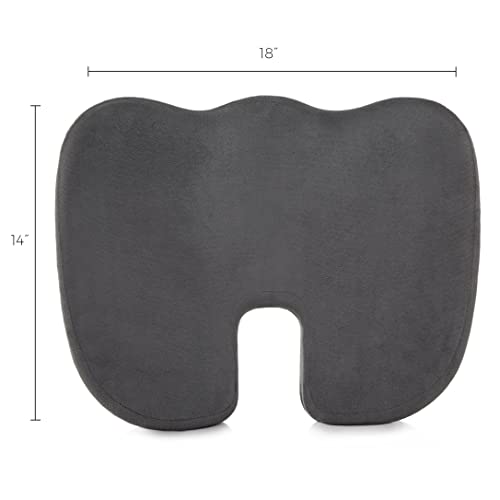 Linenspa Orthopedic Gel Foam Seat Cushion - Tailbone/Coccyx Comfort - Support for All-Day Sitting and Back Pain Relief grey 18" x 14"