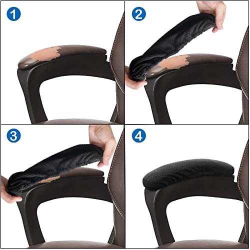 HTVSHEE 4 Pieces Office Chair Arm Covers Computer Rotating Chair Arm Rest Pads Protector Stretch Washable Slipcovers Removable for Home Office Rotating