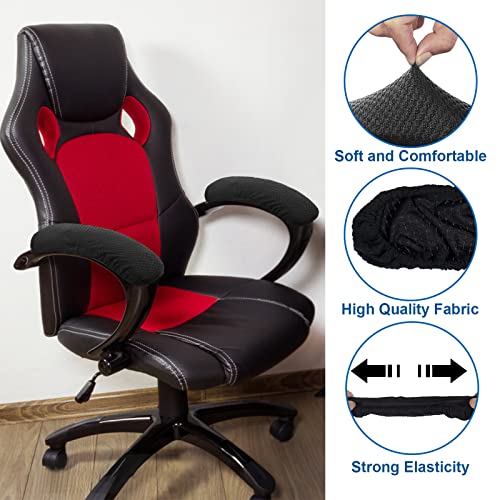 HTVSHEE 4 Pieces Office Chair Arm Covers Computer Rotating Chair Arm Rest Pads Protector Stretch Washable Slipcovers Removable for Home Office Rotating