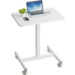 huanuo mobile standing desk adjustable height, mobile laptop desk 27 inch, standing rolling cart desk with gas spring