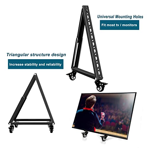 BIGalleons Low Height Mobile TV Stand, Monitor Floor Stand Cart, Rolling TV Mount with Wheel for 32-65 inch Flat Curved Screen TV, LED LCD, 30° Adjustable Viewing Angle (New Version)