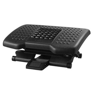 Kantek Premium Ergonomic Height Adjustable Under Desk Footrest, 3 Height Setting, Foot Adjustable Tilt Angle, Supports Feet/Legs, Black