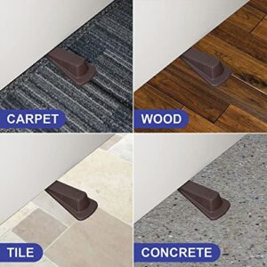 MASTER MANUFACTURING Rubber Door Stop - Big Heavy Duty Bottom Wedge Rubber Door Stopper College Dorm Room Essentials, Security Classroom Must Haves, Hold Open Lock Door Extra Large Door Jam (Brown) 4-3/4" x 2-1/4" x 1-1/4" (2 Pack)