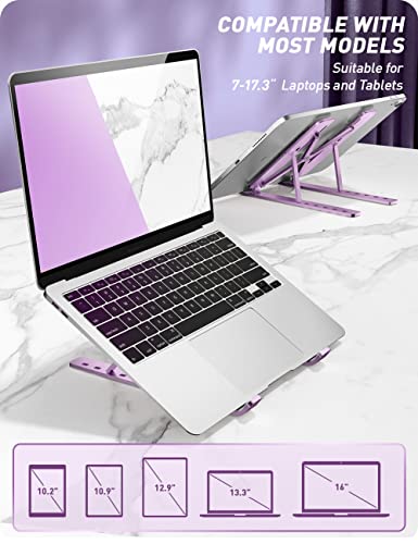 i-Blason Cosmo Laptop Stand, Adjustable Portable Computer Stand Aluminum Alloy Laptop Riser Holder with Multi-Angle Stand Compatible with MacBook Pro/MacBook Air, 7-17.3" Laptops & Tablets (Purple)