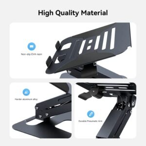 GIISSMO Laptop Stand for Desk with Pneumatic Height Adjustable, Computer Stand Holder Ergonomic Design Computer Stand for Laptop, Laptop Cooling Stand for Pro/Air Dell, HP, Lenovo More Laptops