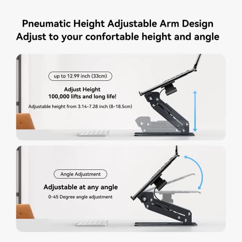 GIISSMO Laptop Stand for Desk with Pneumatic Height Adjustable, Computer Stand Holder Ergonomic Design Computer Stand for Laptop, Laptop Cooling Stand for Pro/Air Dell, HP, Lenovo More Laptops