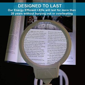 Hands Free Magnifying Glass Folding - Large Desk Magnifier with Light with Adjustable Standing Base and Stand, 5.5 Inch Lens Magnifier Portable for Seniors for Reading, Crafts, Hobbies, Sewing