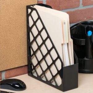 1InTheOffice Plastic Magazine File Holder, File Holder Organizer Box, 3 x 10 x 11.88, Recycled, Black, (2 Pack)