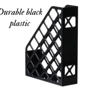 1InTheOffice Plastic Magazine File Holder, File Holder Organizer Box, 3 x 10 x 11.88, Recycled, Black, (2 Pack)