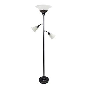 elegant designs lf2002-rbw 3 light scalloped glass floor lamp, restoration bronze/white