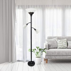 Elegant Designs LF2002-RBW 3 Light Scalloped Glass Floor Lamp, Restoration Bronze/White