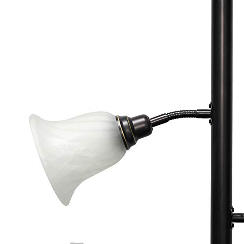 Elegant Designs LF2002-RBW 3 Light Scalloped Glass Floor Lamp, Restoration Bronze/White