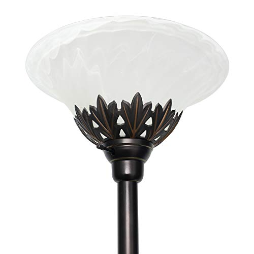 Elegant Designs LF2002-RBW 3 Light Scalloped Glass Floor Lamp, Restoration Bronze/White