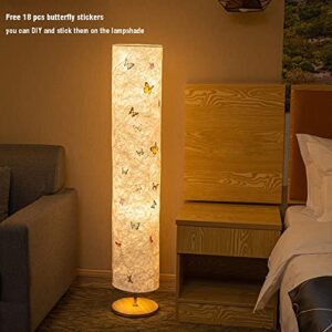 Soft Light Floor Lamp, 52" Simple Design Morden Slim RGB 7 Color Changing LED Tyvek Fabric Shade Dimmable Remote Control & 2 Smart LED Bulbs Standing Lamp for Living Room Bedroom Game Room