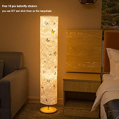 Soft Light Floor Lamp, 52" Simple Design Morden Slim RGB 7 Color Changing LED Tyvek Fabric Shade Dimmable Remote Control & 2 Smart LED Bulbs Standing Lamp for Living Room Bedroom Game Room