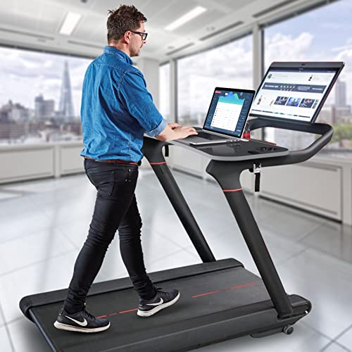 Treadmill Desk Attachment Compatible with Peloton Tread Laptop Holder Ergonomic Platform Tray with Tablet Holder Cooling Holes Laptop Stand for Treadmill Accessories Designed for New Peloton Tread