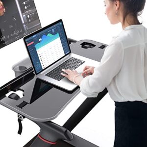 Treadmill Desk Attachment Compatible with Peloton Tread Laptop Holder Ergonomic Platform Tray with Tablet Holder Cooling Holes Laptop Stand for Treadmill Accessories Designed for New Peloton Tread