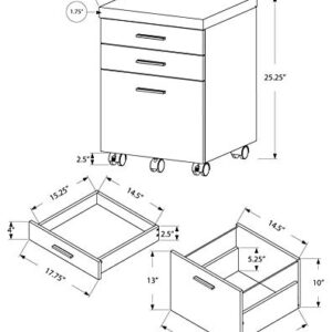 Monarch Specialties 3 Drawer File Cabinet - Filing Cabinet (Dark Taupe)