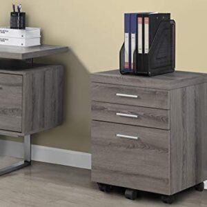 Monarch Specialties 3 Drawer File Cabinet - Filing Cabinet (Dark Taupe)