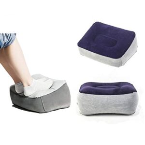 inflatable travel foot rest pillows, air foot rest pillow inflatable footrest cushion for travel, office and home, perfect airplane travel accessories, car seat footrest, leg rest pillow