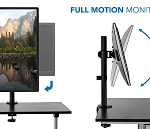 Mount-It! Mobile Stand Up Desk/Height Adjustable Computer Work Station Rolling Presentation Cart with Monitor Arm (MI-7942)