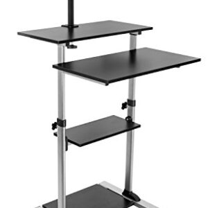 Mount-It! Mobile Stand Up Desk/Height Adjustable Computer Work Station Rolling Presentation Cart with Monitor Arm (MI-7942)