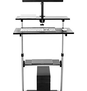 Mount-It! Mobile Stand Up Desk/Height Adjustable Computer Work Station Rolling Presentation Cart with Monitor Arm (MI-7942)