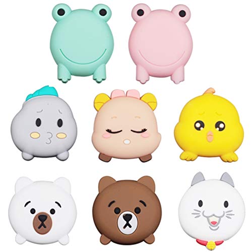 Door Handle Bumper 8 PCE Self-Adhesive Cartoon Animals Wall Protector Door Knob Wall Shield Rubber Buffer Crash Pads Door Stoppers for Furniture Glass Table, Bear Deer Frog Cat Chicken & White Cloud