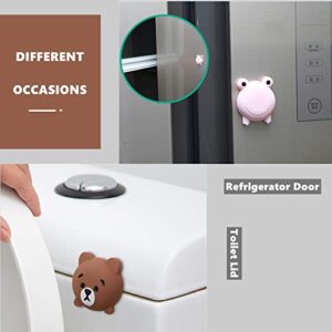 Door Handle Bumper 8 PCE Self-Adhesive Cartoon Animals Wall Protector Door Knob Wall Shield Rubber Buffer Crash Pads Door Stoppers for Furniture Glass Table, Bear Deer Frog Cat Chicken & White Cloud