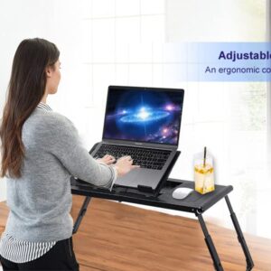 Laptop Desk for Bed,Asltoy Laptop Bed Tray Table,Foldable Lap Desk Tablet Stand Notebook Bed Tray Desk with Internal USB Fans Laptop Table Height & Angle Adjustable Breakfast Table Desk