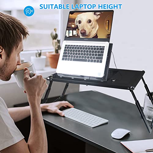 Laptop Desk for Bed,Asltoy Laptop Bed Tray Table,Foldable Lap Desk Tablet Stand Notebook Bed Tray Desk with Internal USB Fans Laptop Table Height & Angle Adjustable Breakfast Table Desk