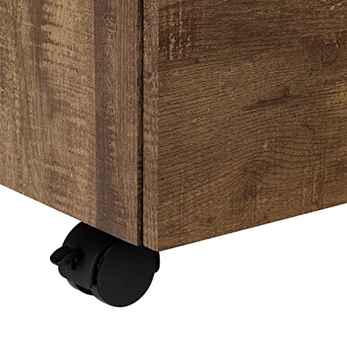 Monarch Specialties 7400, Rolling Mobile, Storage, Printer Stand, Office, Work, Laminate, Brown, Contemporary, Modern Filing Cabinet-3 Drawer Reclaimed Wood/Castors, 18.25" L x 17.75" W x 25.25" H