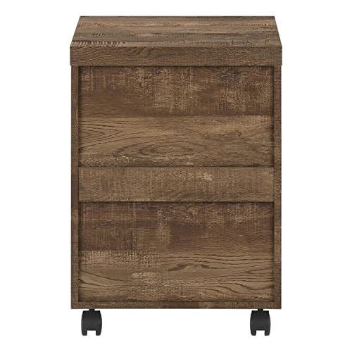 Monarch Specialties 7400, Rolling Mobile, Storage, Printer Stand, Office, Work, Laminate, Brown, Contemporary, Modern Filing Cabinet-3 Drawer Reclaimed Wood/Castors, 18.25" L x 17.75" W x 25.25" H