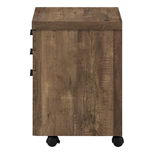 Monarch Specialties 7400, Rolling Mobile, Storage, Printer Stand, Office, Work, Laminate, Brown, Contemporary, Modern Filing Cabinet-3 Drawer Reclaimed Wood/Castors, 18.25" L x 17.75" W x 25.25" H