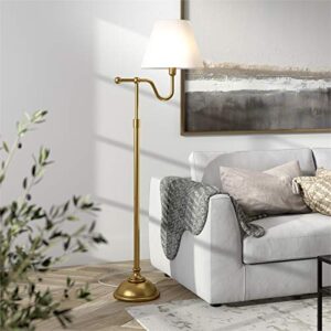 Wellesley 63" Tall Floor Lamp with Fabric Shade in Brass/White